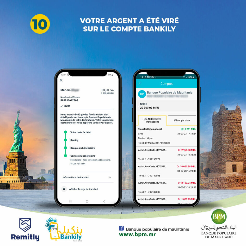 Transfert de l’international - Bankily